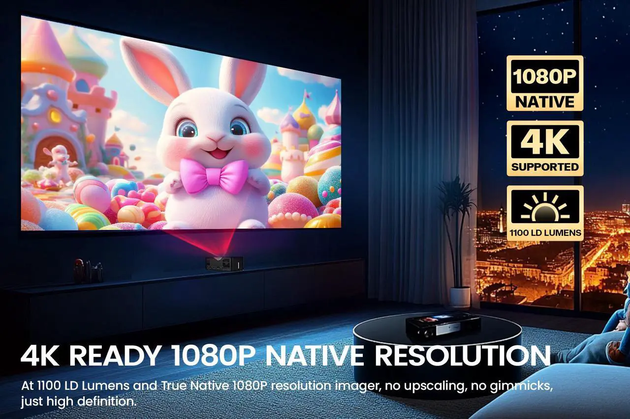 AAXA M8 UST Laser Projector Ultra Short Throw 4K Laser Projector 1100 LD Lumens, BT 5.4, WiFi 6 ...