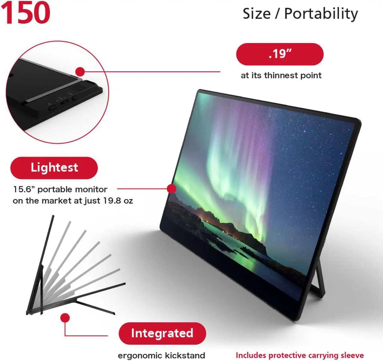 Ricoh 15.6" Portable Monitor 150 Wired - 1920 x 1080 - OLED Display ...