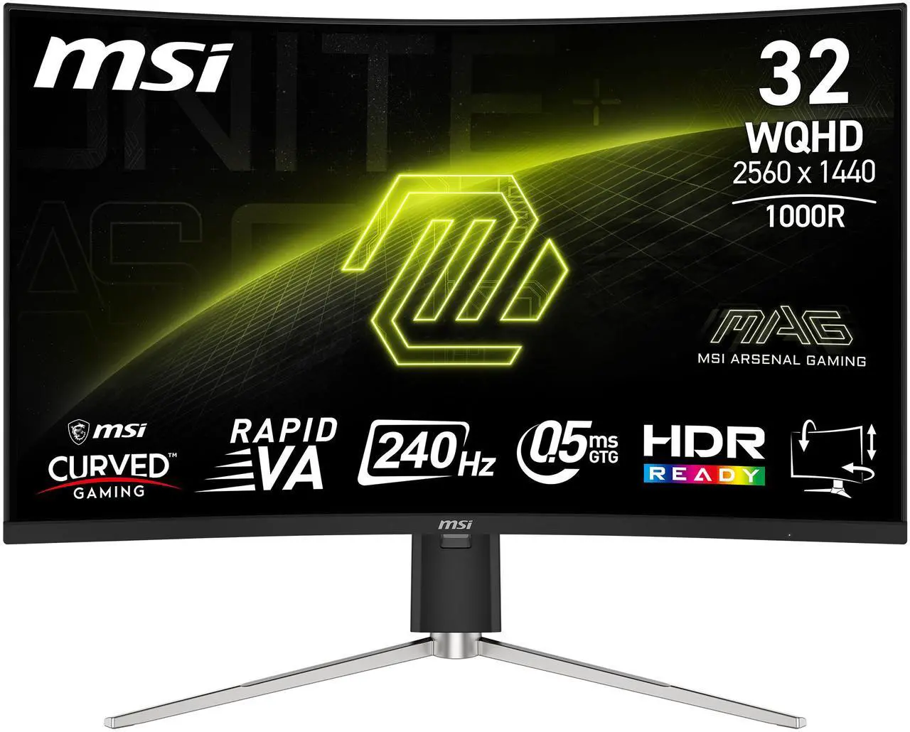 MSI 31.5" 240 Hz Rapid VA QHD Gaming Monitor Adaptive Sync MAG 325CQRXF ...