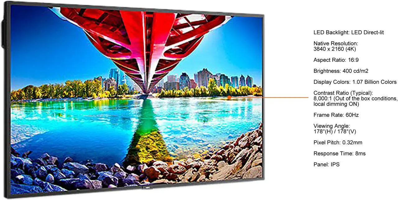 NEC Display Solutions ME551-AVT3 55" LED LCD, UHD, 400nits, HDMI x2, DP x1, Accepts SDM-S or L ...