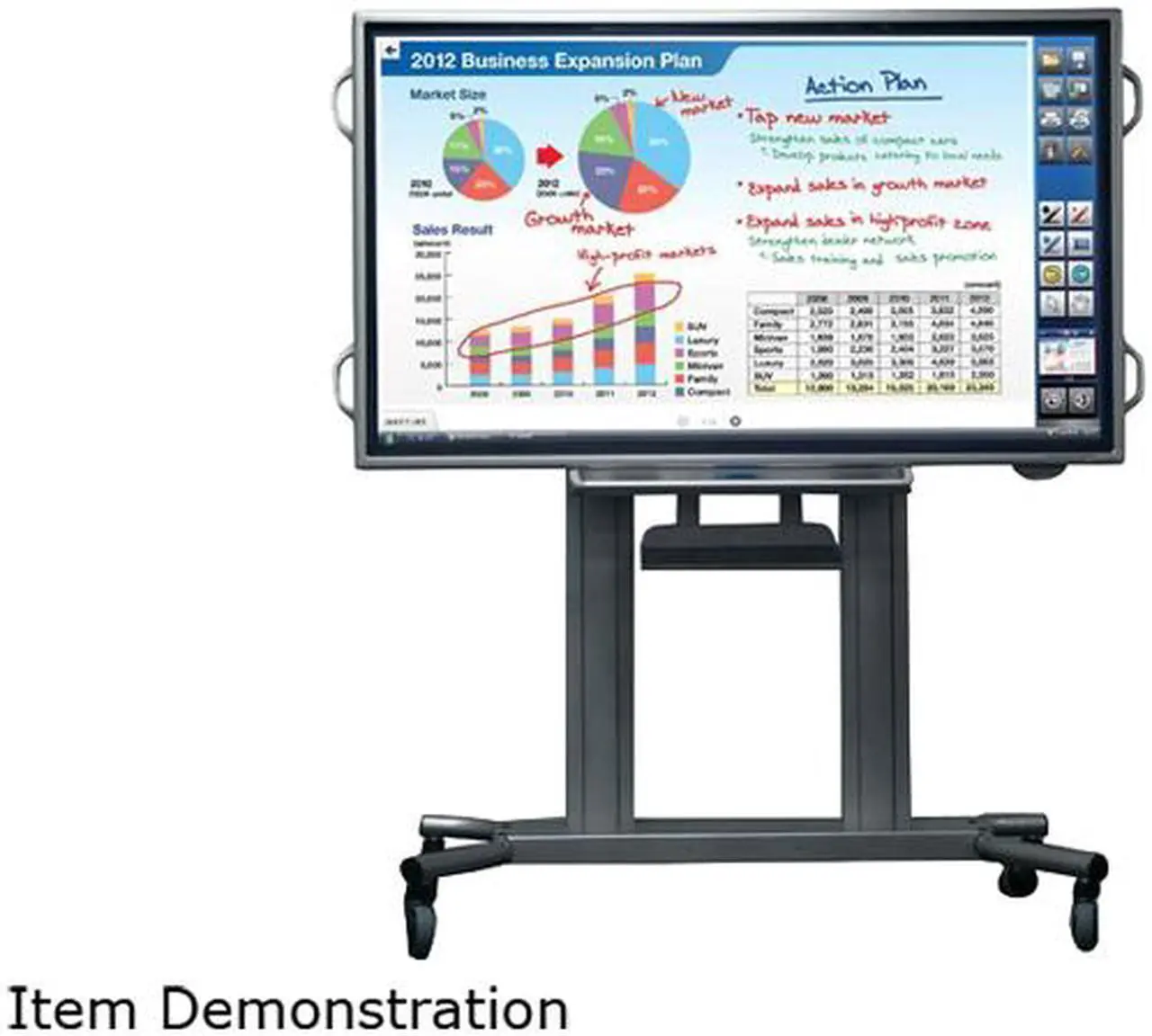 Sharp PN-SR760M Rolling Cart Floor Stand for PN-L Series Interactive ...