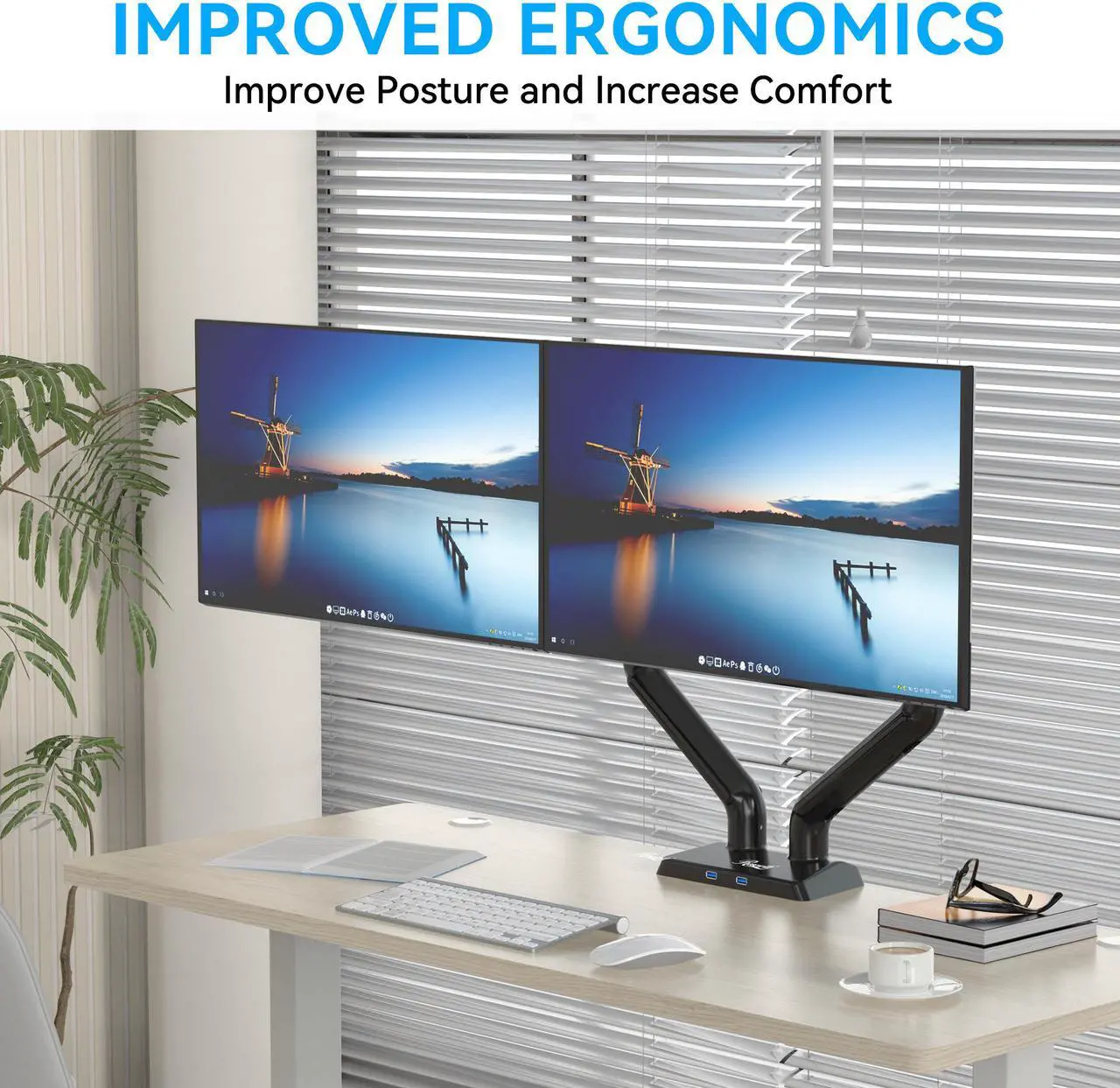 Rosewill Premium Dual Monitor Mount, 13 to 35 Inch, Premium Dual ...