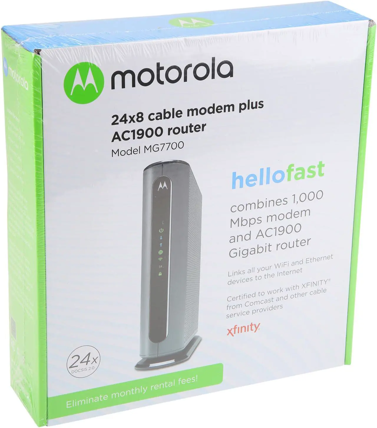 Motorola MG7700 Modem WiFi Router Combo with Power Boost | Approved by ...