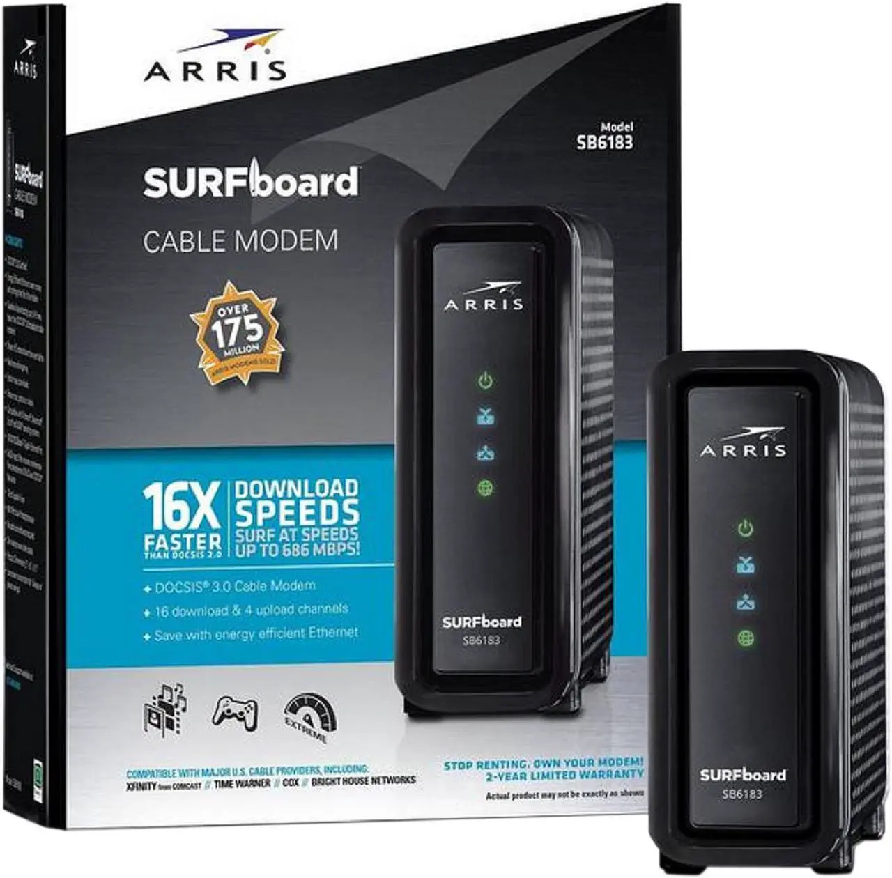 ARRIS SURFboard SB6183 DOCSIS 3.0 Cable Modem - 600 MHz Dual-Thread ...