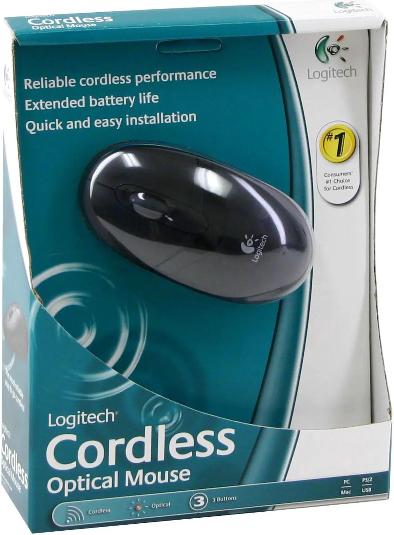 Logitech Cordless Optical Mouse 931156-0403 Black RF Wireless Optical ...