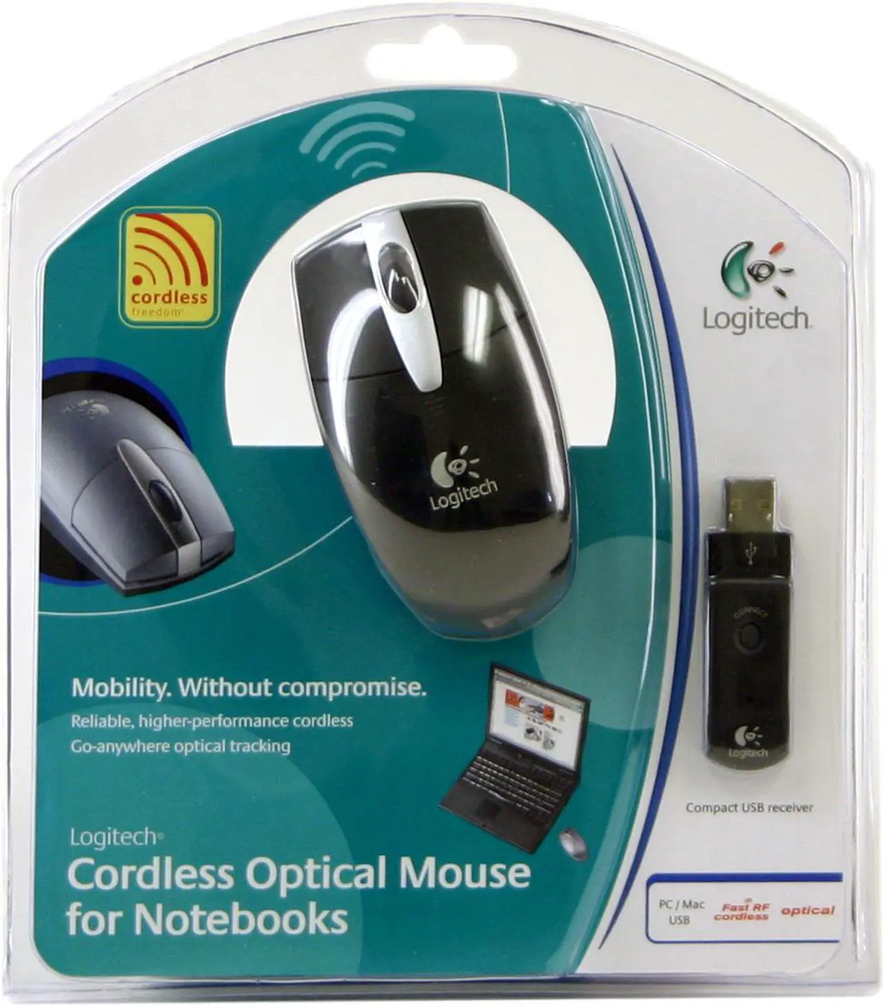 Logitech Cordless Optical Mouse for Notebooks 931152-0403 Black Optical ...