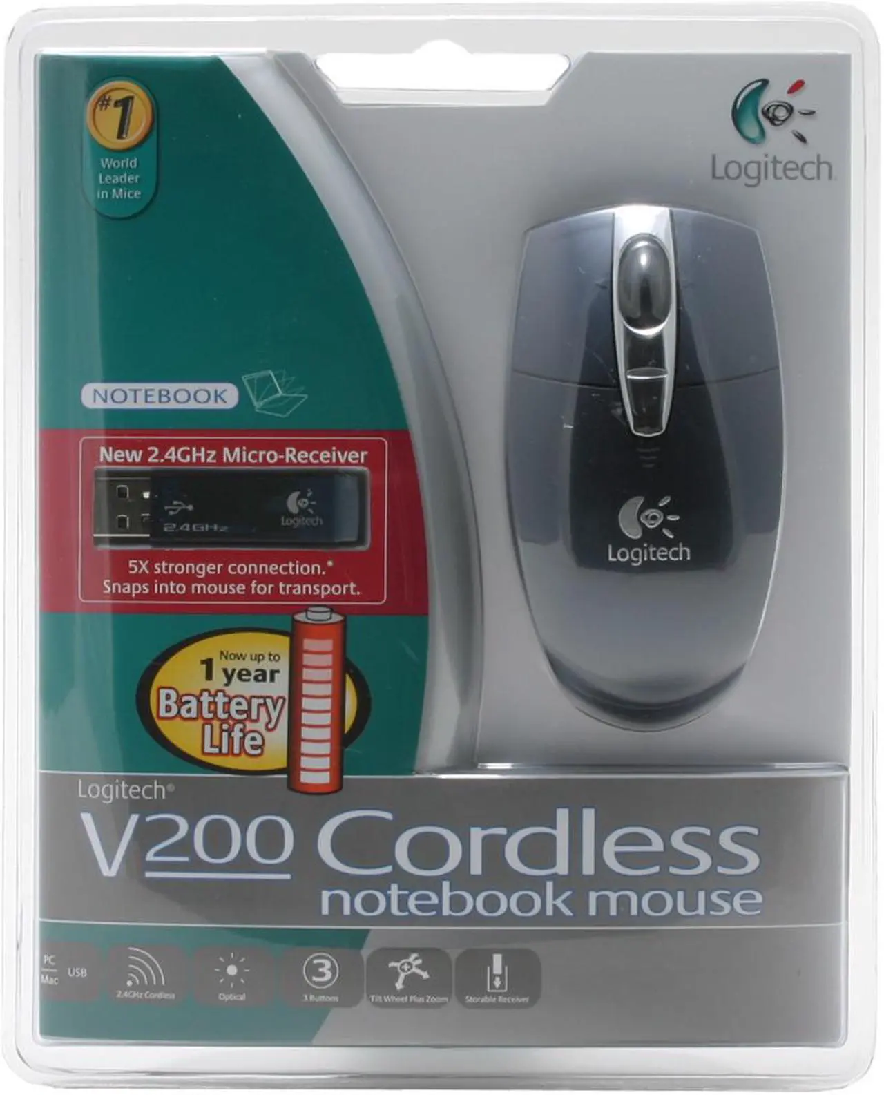 Logitech V200 Blue Cordless Optical Notebook Mouse - Newegg.com