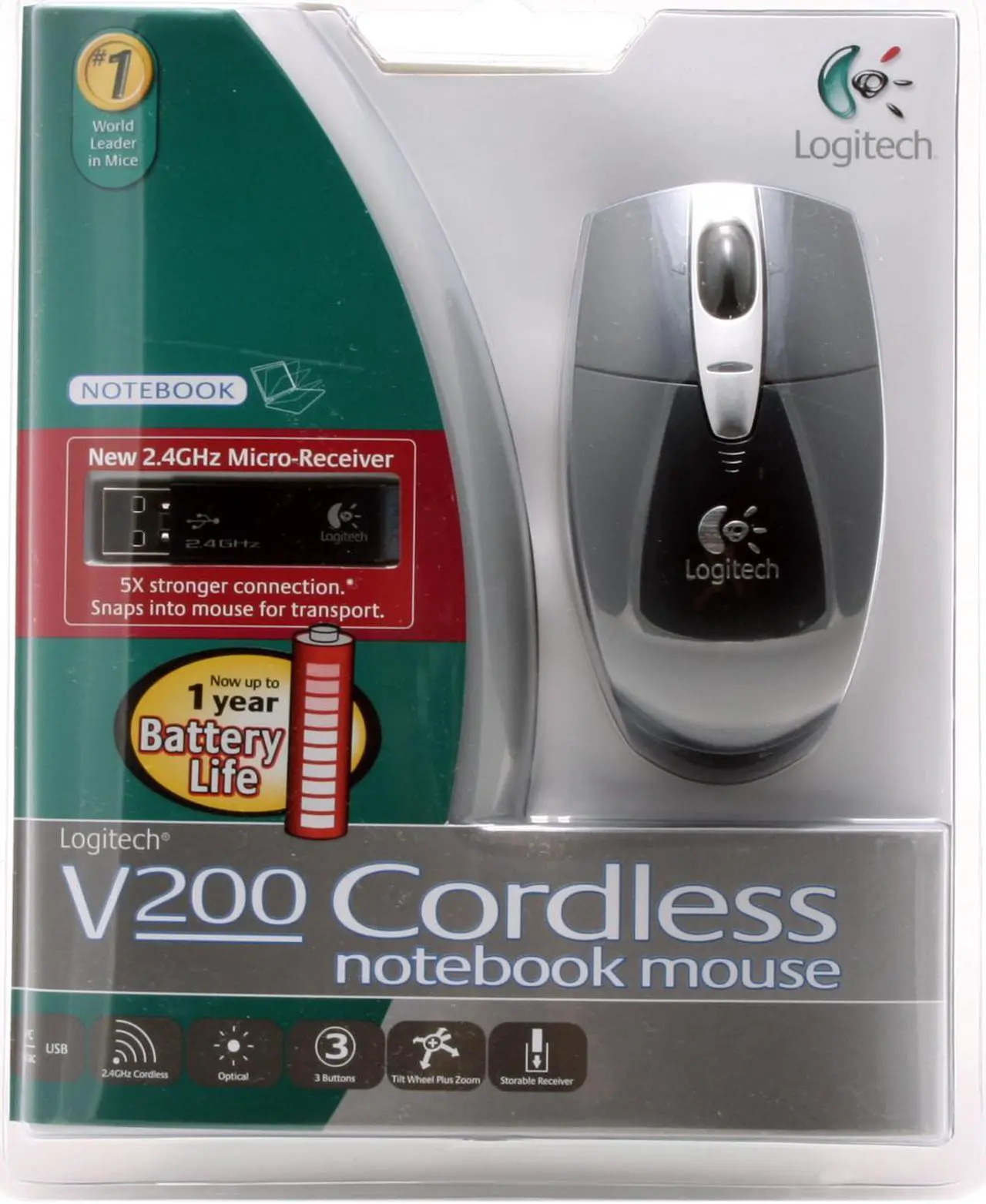 Logitech V200 931380-0403 Black RF Wireless Optical Notebook Mouse ...
