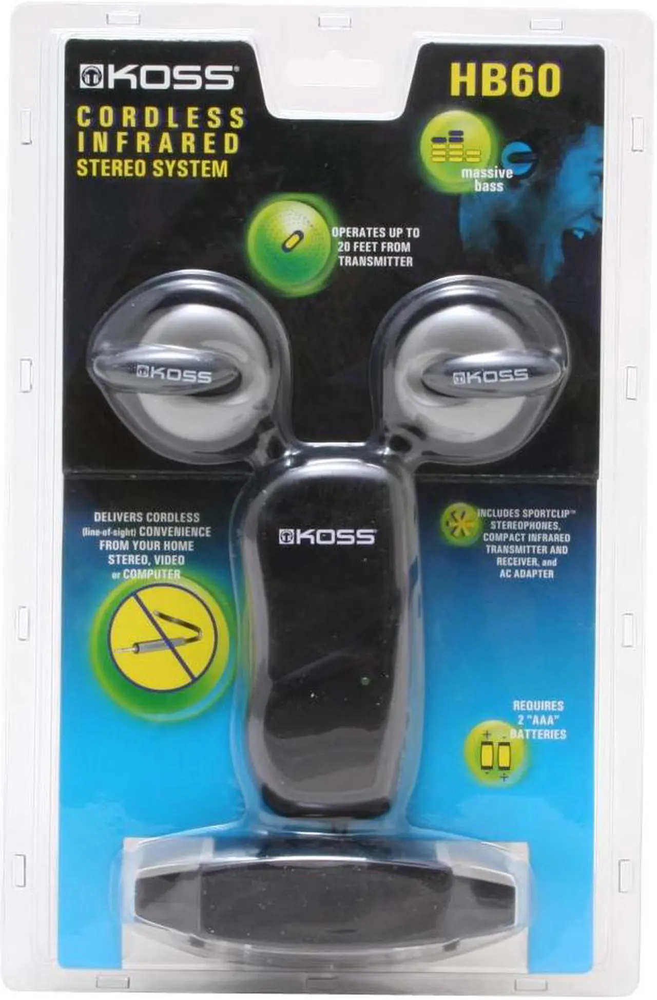 Open Box: KOSS HB60 Supra-aural Infrared Clip-On Wireless Headphones ...