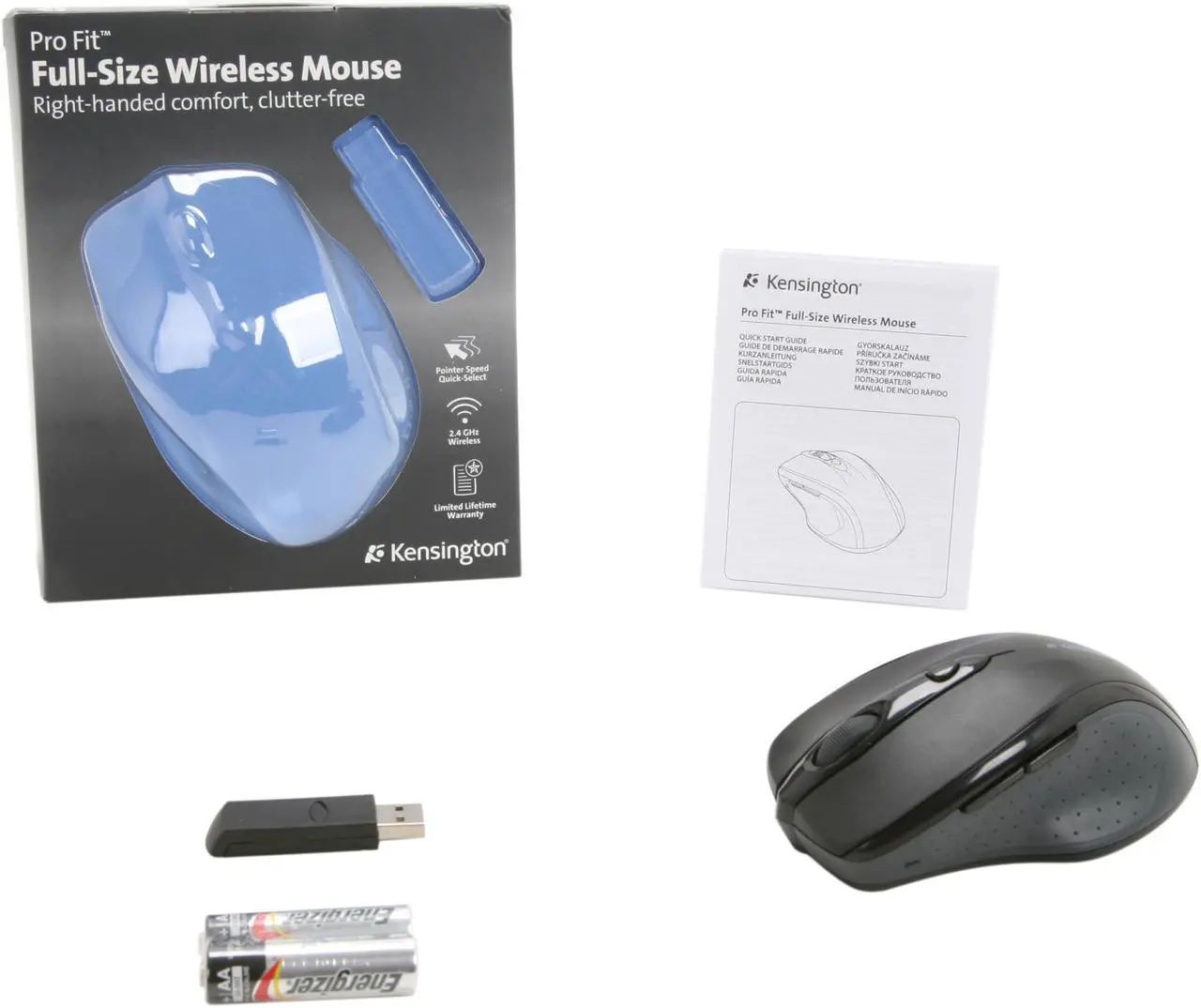 Kensington Pro Fit Full Sized Mouse K72370US Black RF Wireless Optical ...