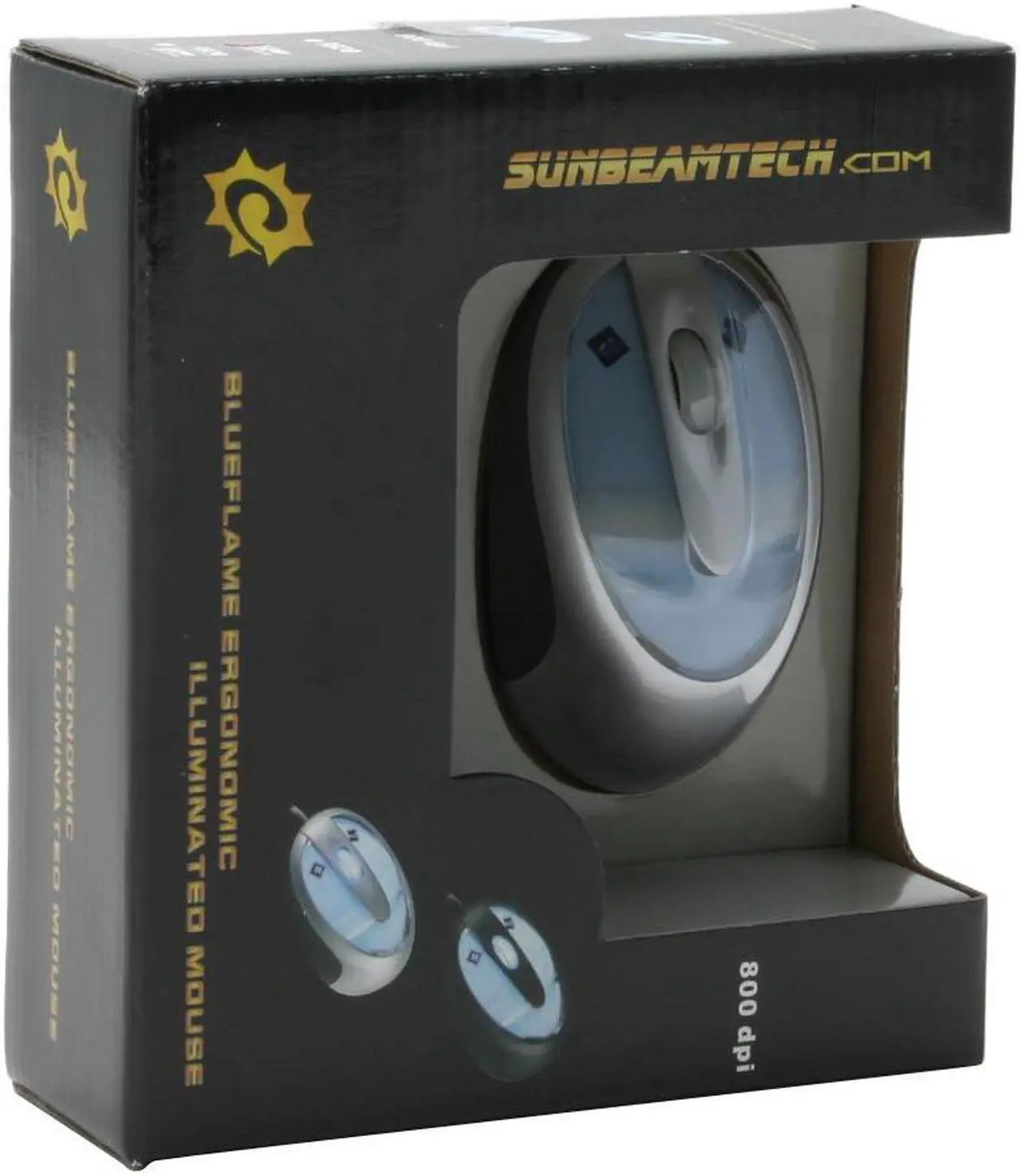 Sunbeam BlueFlame Ergonomic Illuminated MS-2021-SV Silver Optical Mouse ...