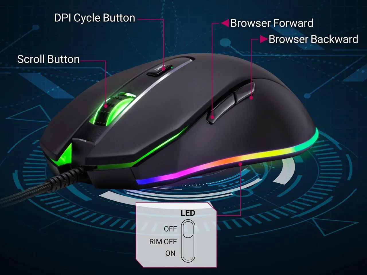 Open Box: Rosewill NEON M59 Wired Gaming Mouse with Optical Gaming ...