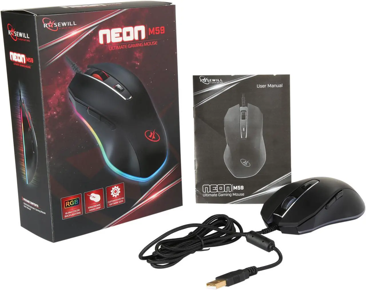 Open Box: Rosewill NEON M59 Wired Gaming Mouse with Optical Gaming ...