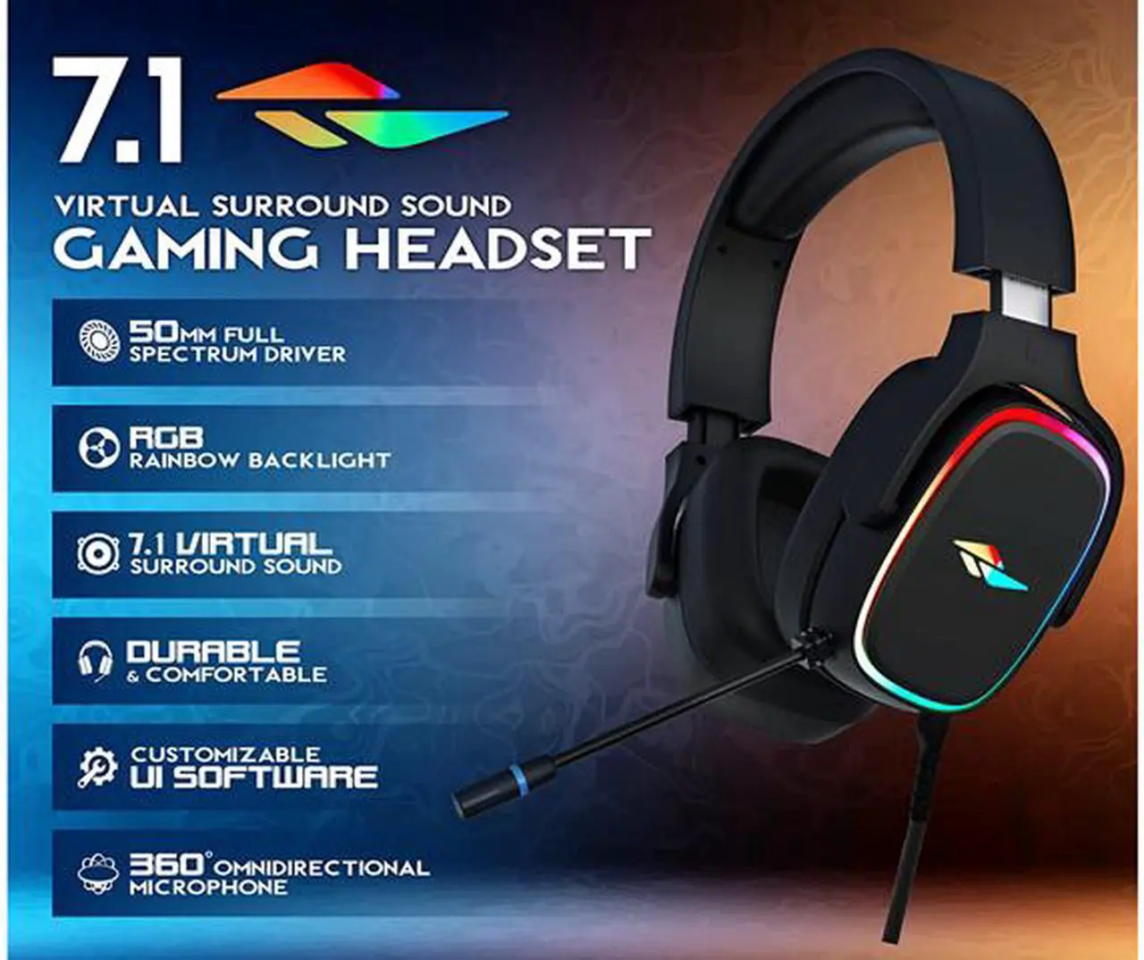 Open Box: Rosewill SAROS C150XS 7.1 Surround Sound USB Pro Gaming ...