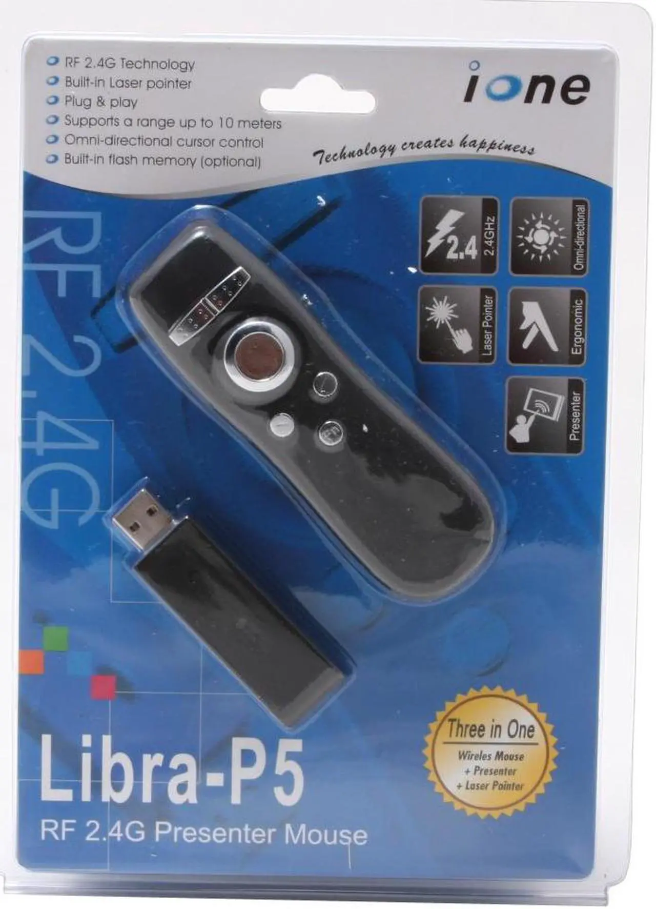 ione Libra P5 Black RF Wireless Laser mouse with built in laser pointer ...