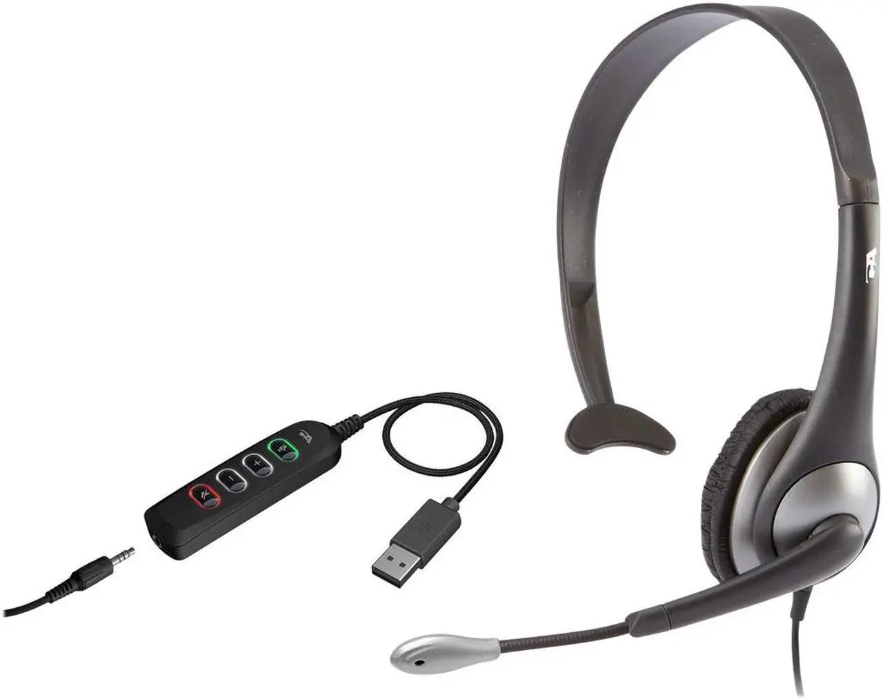 Cyber Acoustics Mono 3.5mm And USB Controller Headset AC-104USB - Newegg.ca
