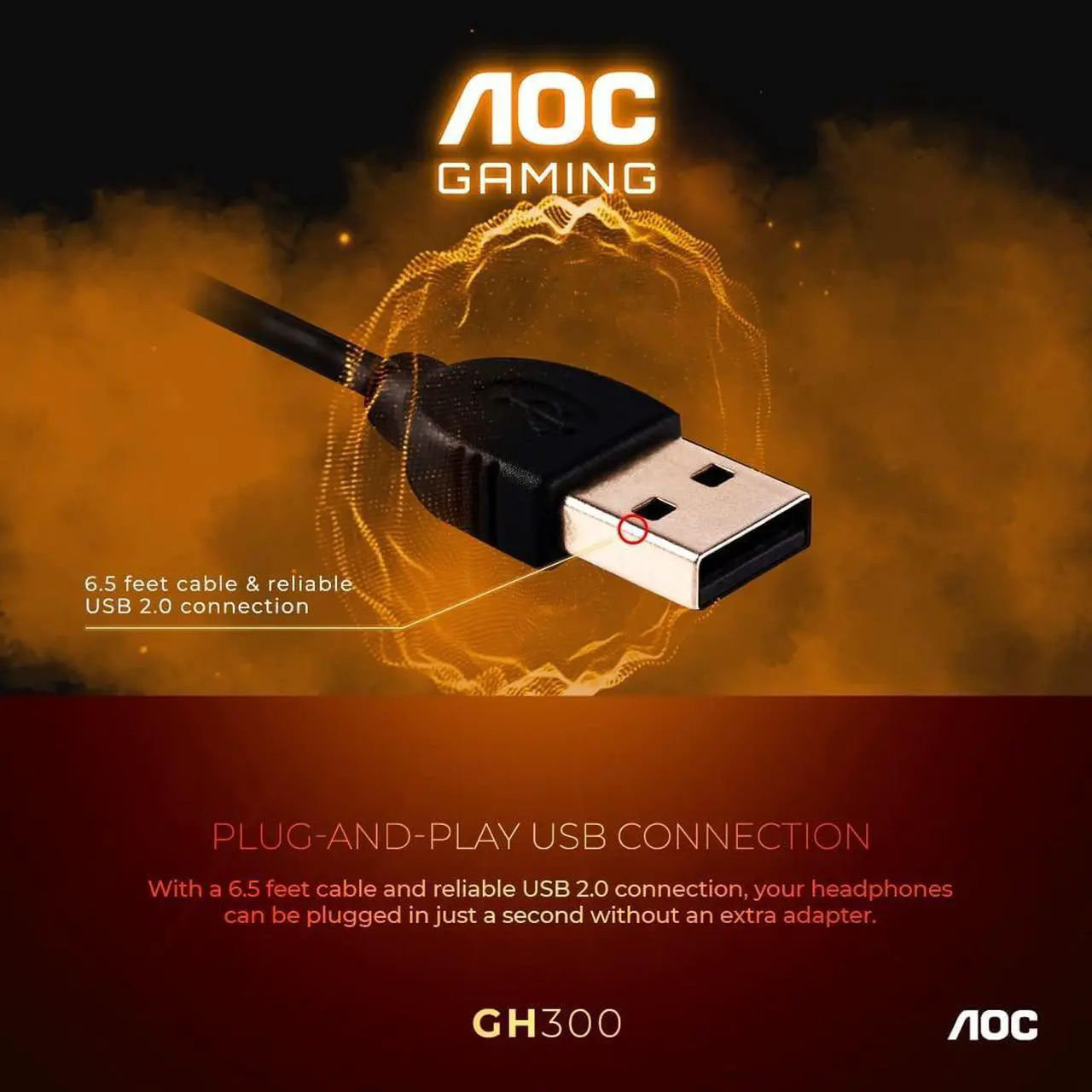 AOC GH300 USB Gaming Headset with RGB-LED Gaming Headset with ...