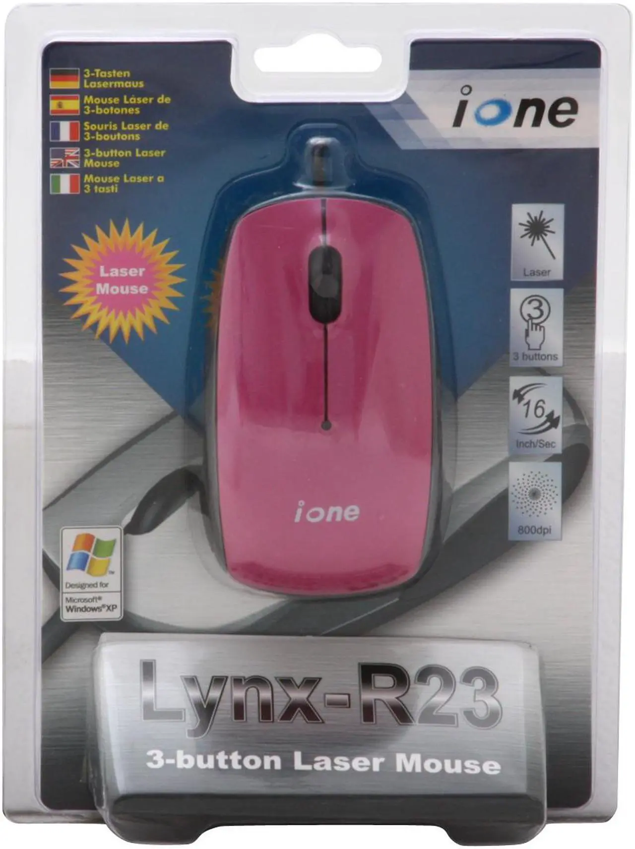 ione Lynx-R23-Pink Pink Wired Laser High Performance Mouse - Newegg.com