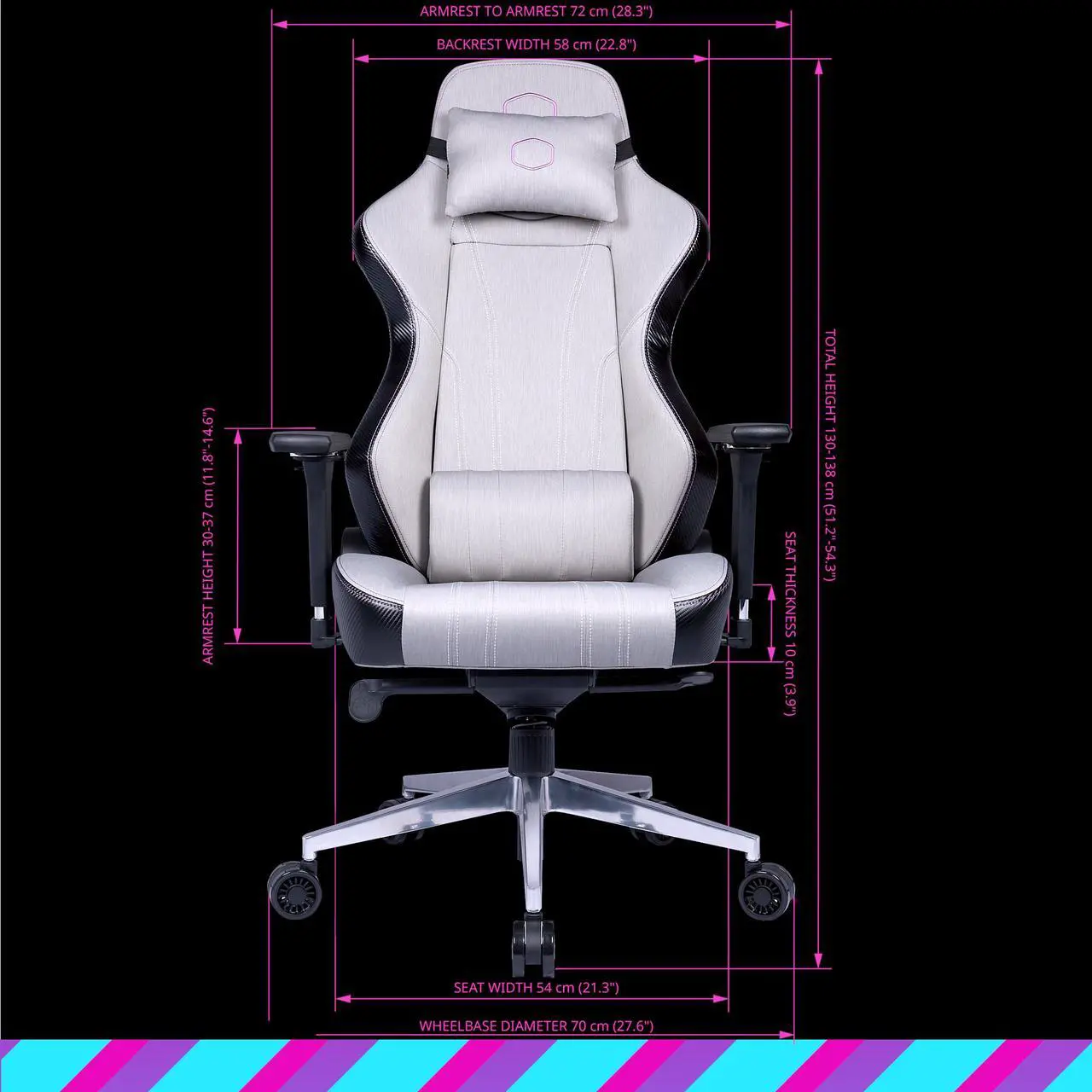 Cooler Master Caliber X1C Gaming Chair Gray Ergonomic 360° Swivel, 180 ...