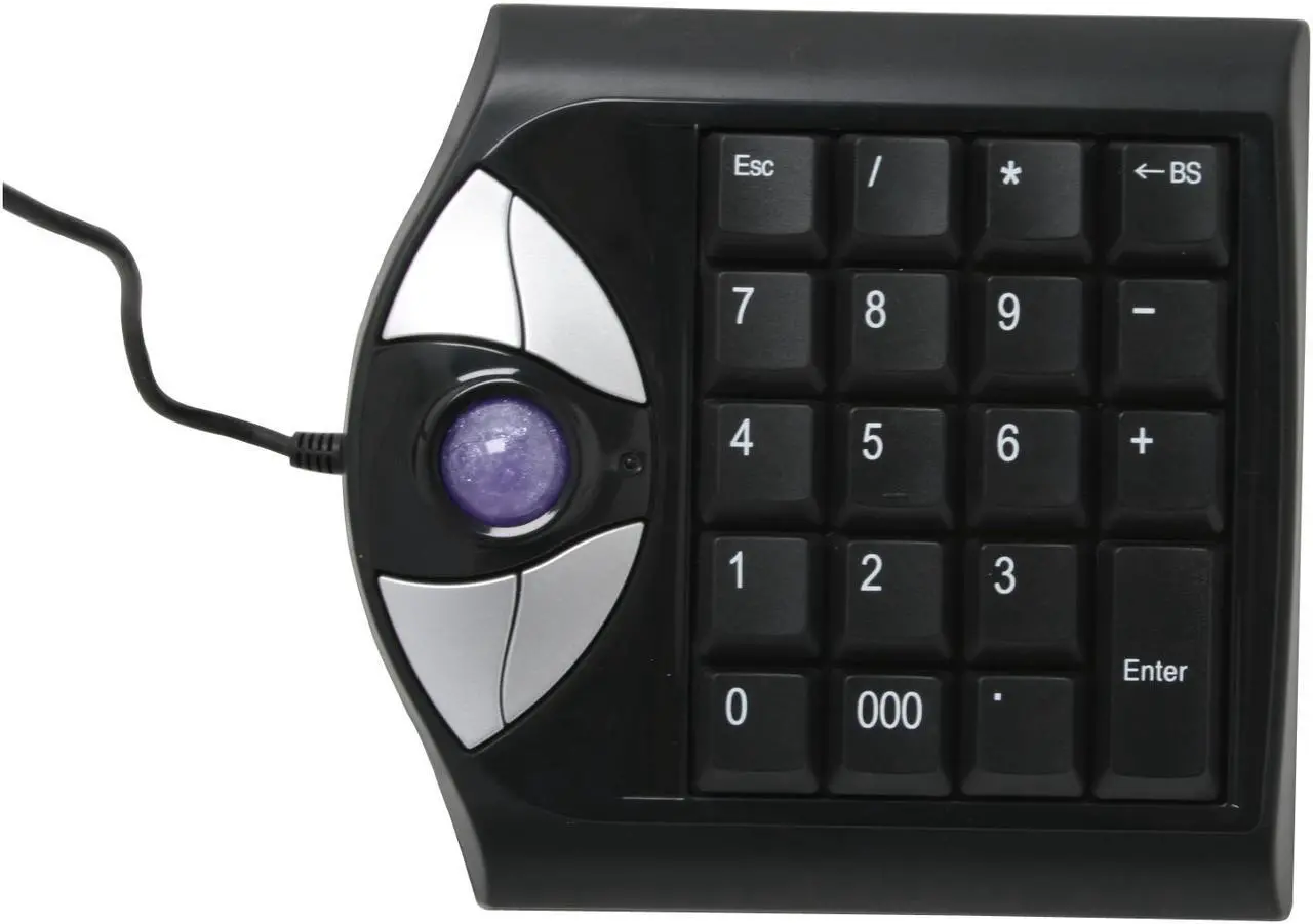 AVS Gear EZ-KT-1911 Black Wired 2-in-1 Trackball Mouse & Numerical ...