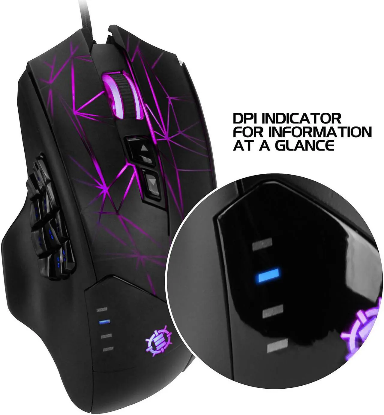 ENHANCE Theorem MOBA Gaming Mouse - 12 Programmable Buttons for MMO ...