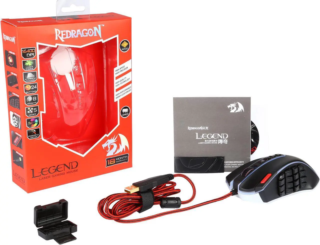 Redragon M990 Legend 16400 DPI High Precision Programmable Laser Gaming ...