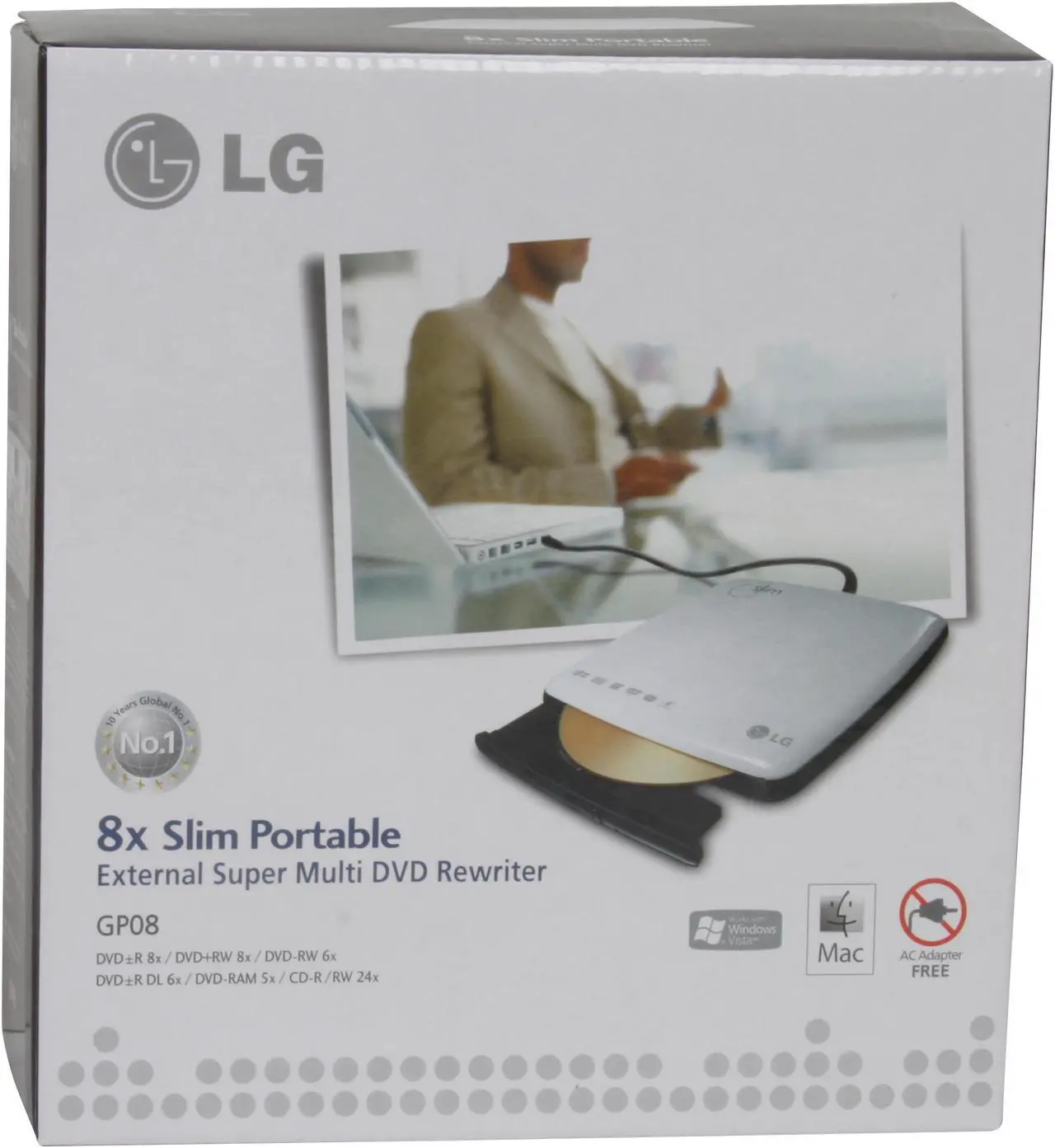 LG USB 2.0 External Slim 8X DVD Drive Mac Compatible USB-Powered Model ...