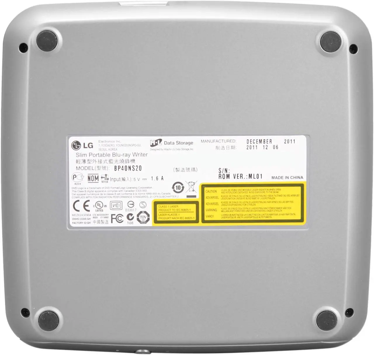 LG USB 2.0 Super Multi Blue Slim Portable Blu-ray Rewriter Model ...