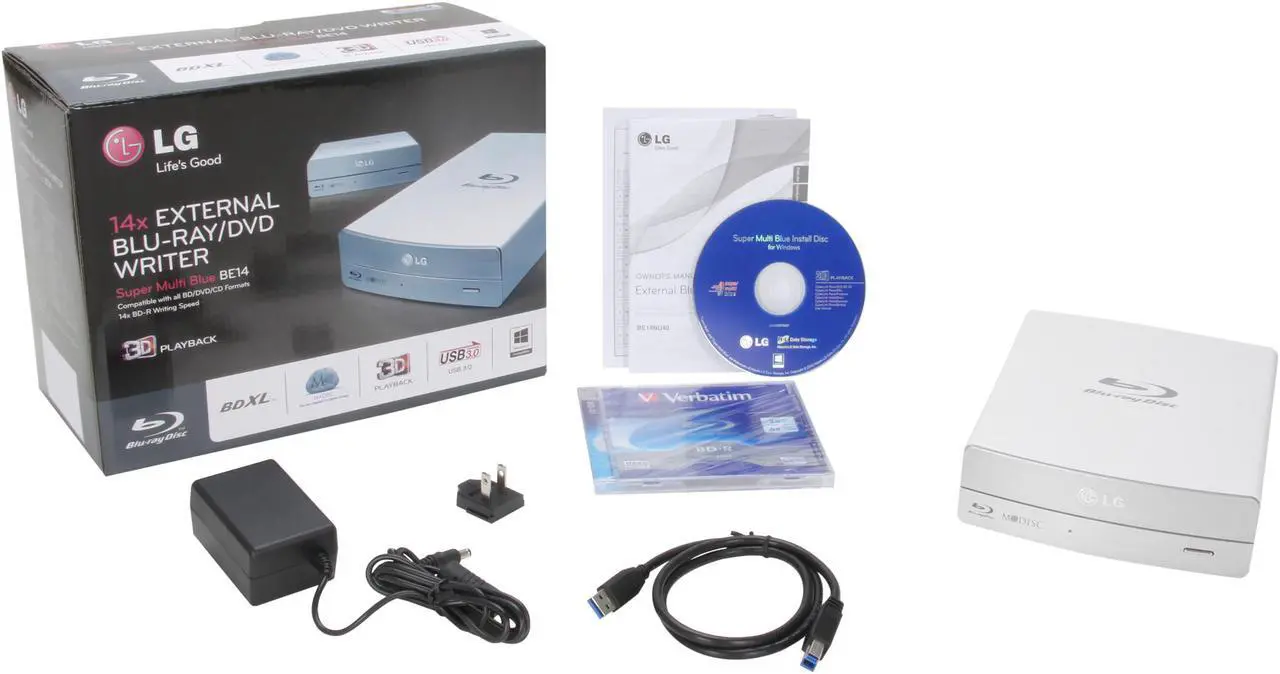 LG USB 3.0 Super Multi Blue External 14x Blu-ray Disc Rewriter Model BE14NU40 - Newegg.com