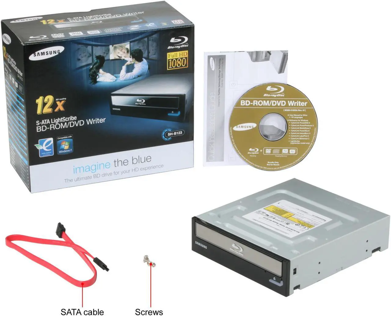 SAMSUNG Black 12X BD-ROM 16X DVD-/+R 48X CD-ROM SATA Internal Blu-ray ...