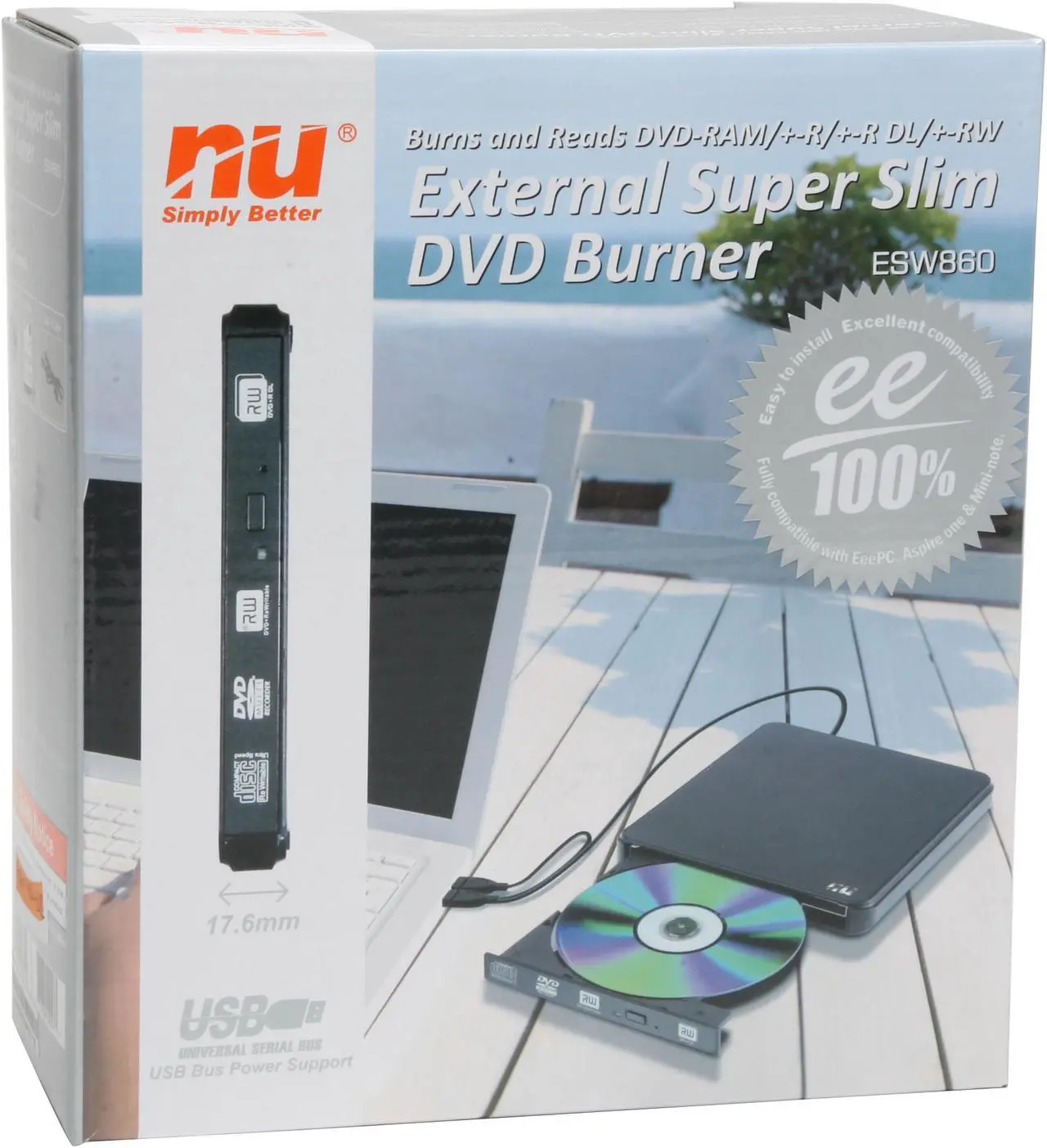 NU USB 2.0 External Slim DVD Multi Burner USB-Powered Model ESW860 ...