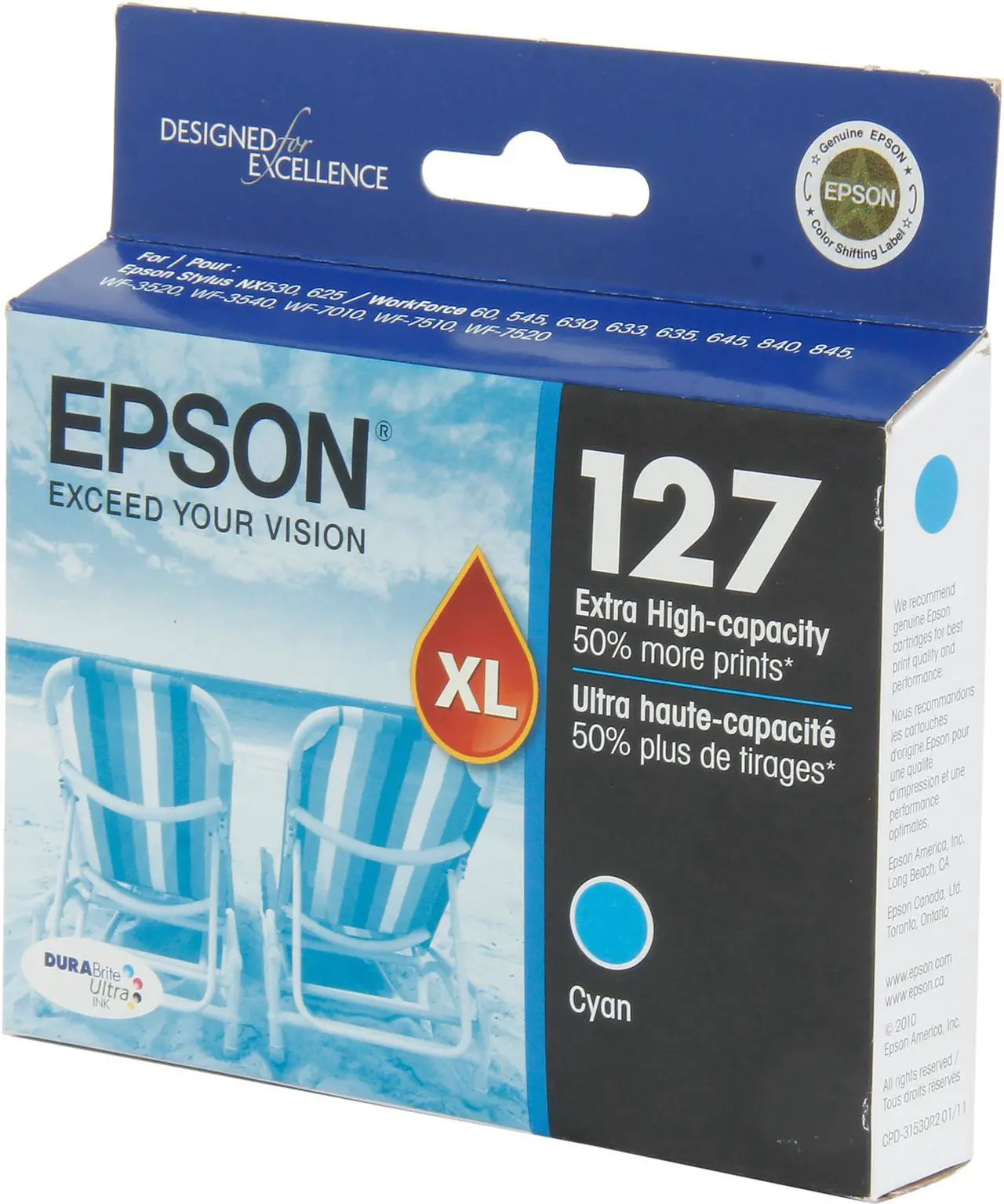 EPSON 127 (T127220) High Capacity Ink Cartridge Cyan - Newegg.com