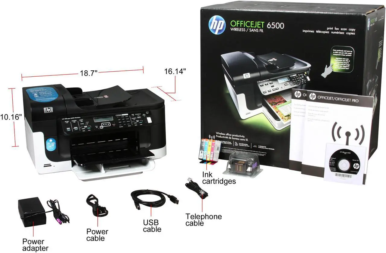 Open Box: HP Officejet 6500 Wireless CB057A Ethernet (RJ-45) / USB / Wi ...