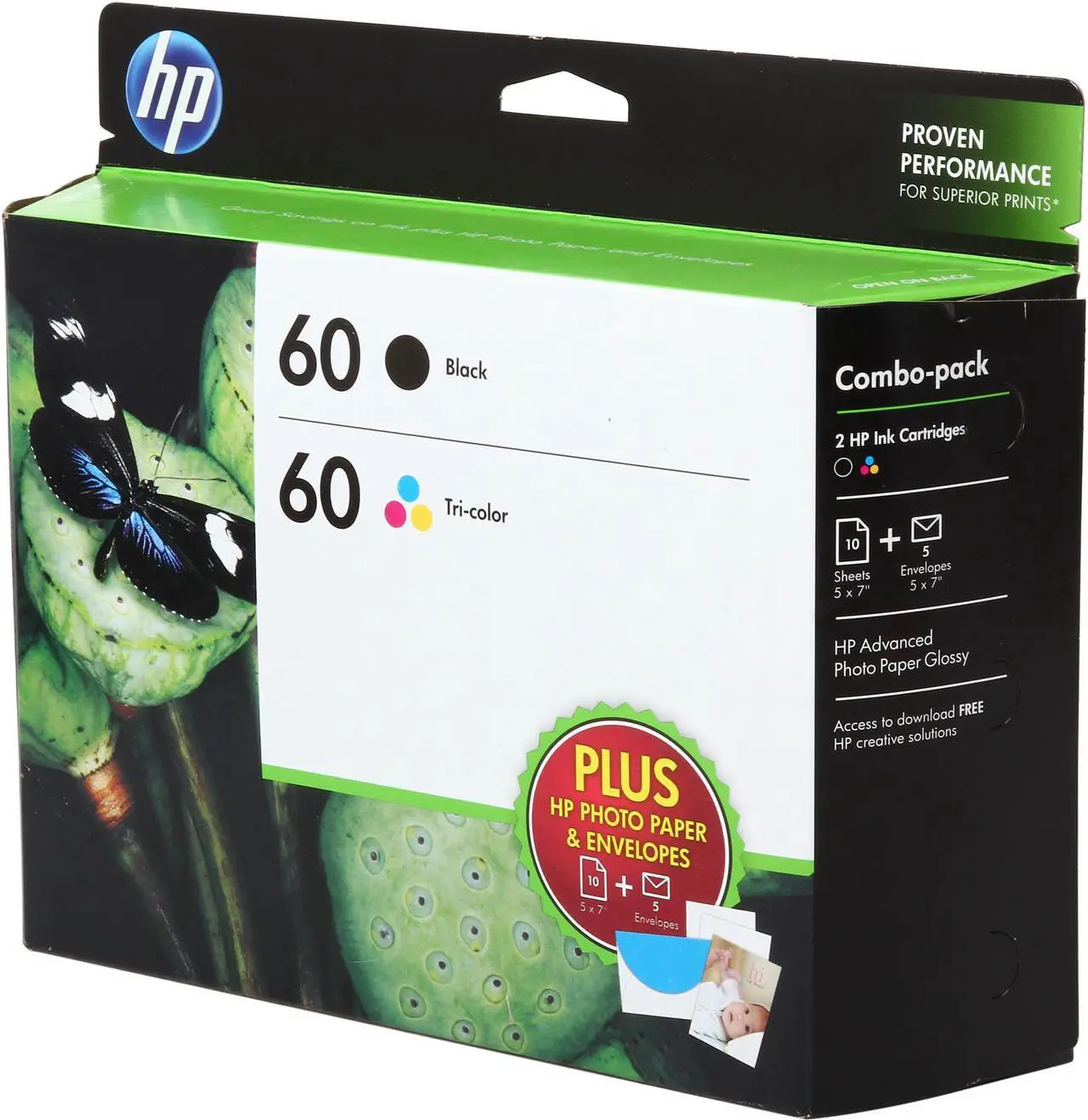HP 60 (D8J23FN) 60 Combo-pack Black + Tri-Color - Newegg.com