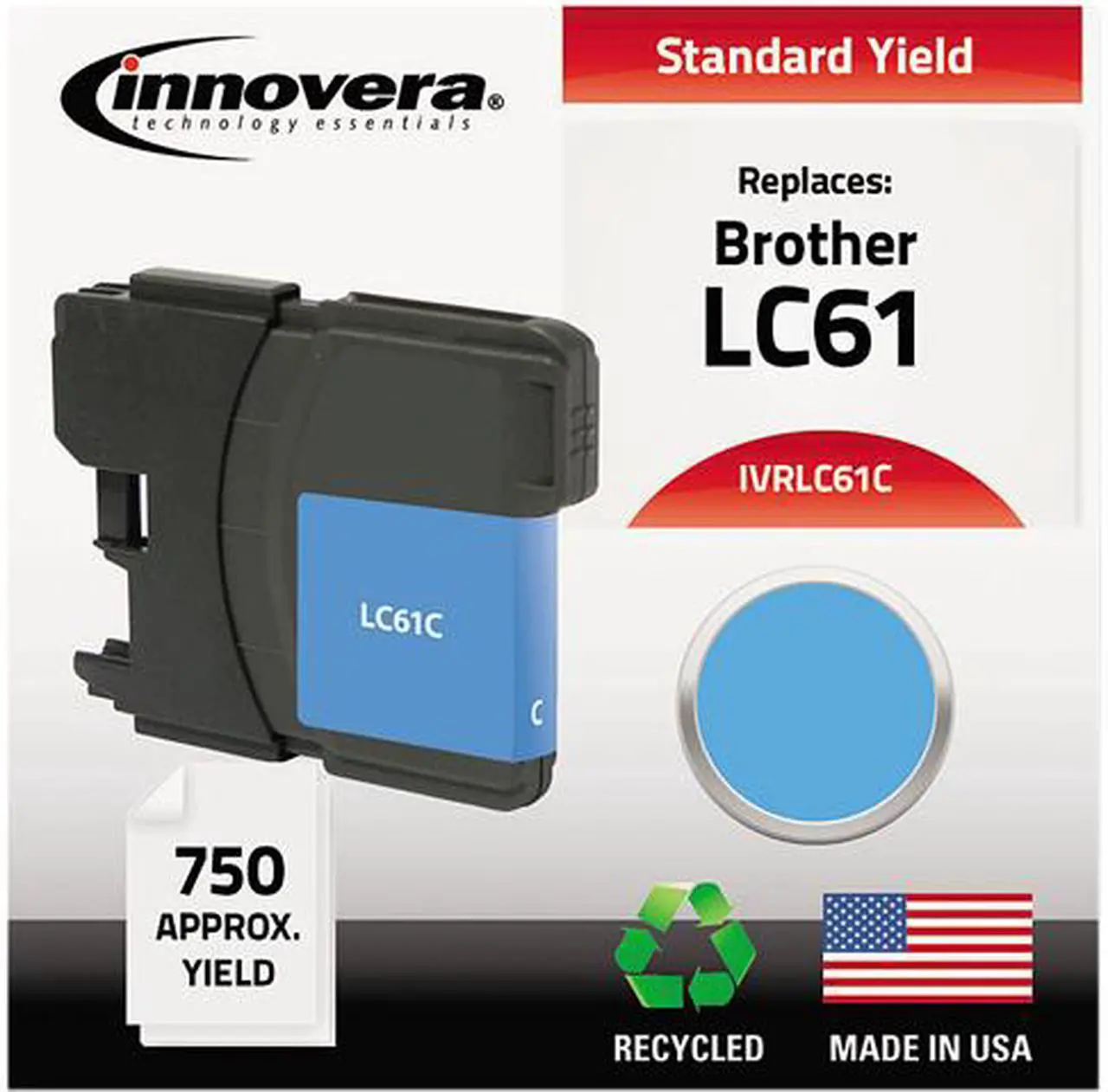 Innovera IVRLC61C Cyan Ink Cartridge, Replacement for Brother LC61C ...