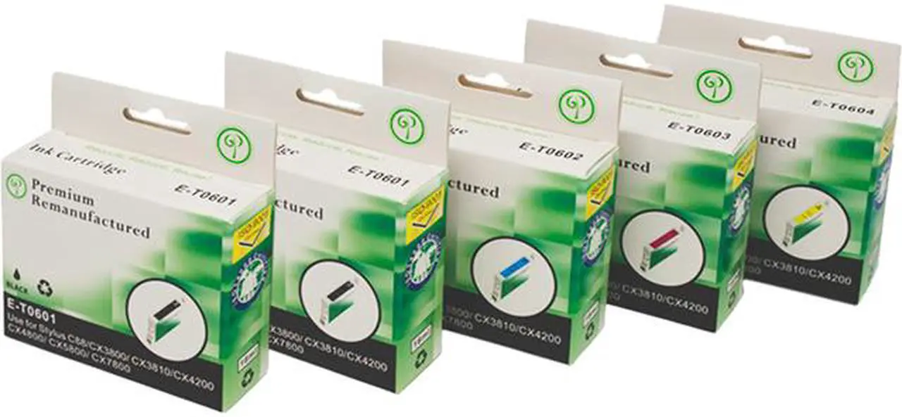 Green Project E-T0601(5)PK Black and Colors Compatible Epson E-T0601 5 ...