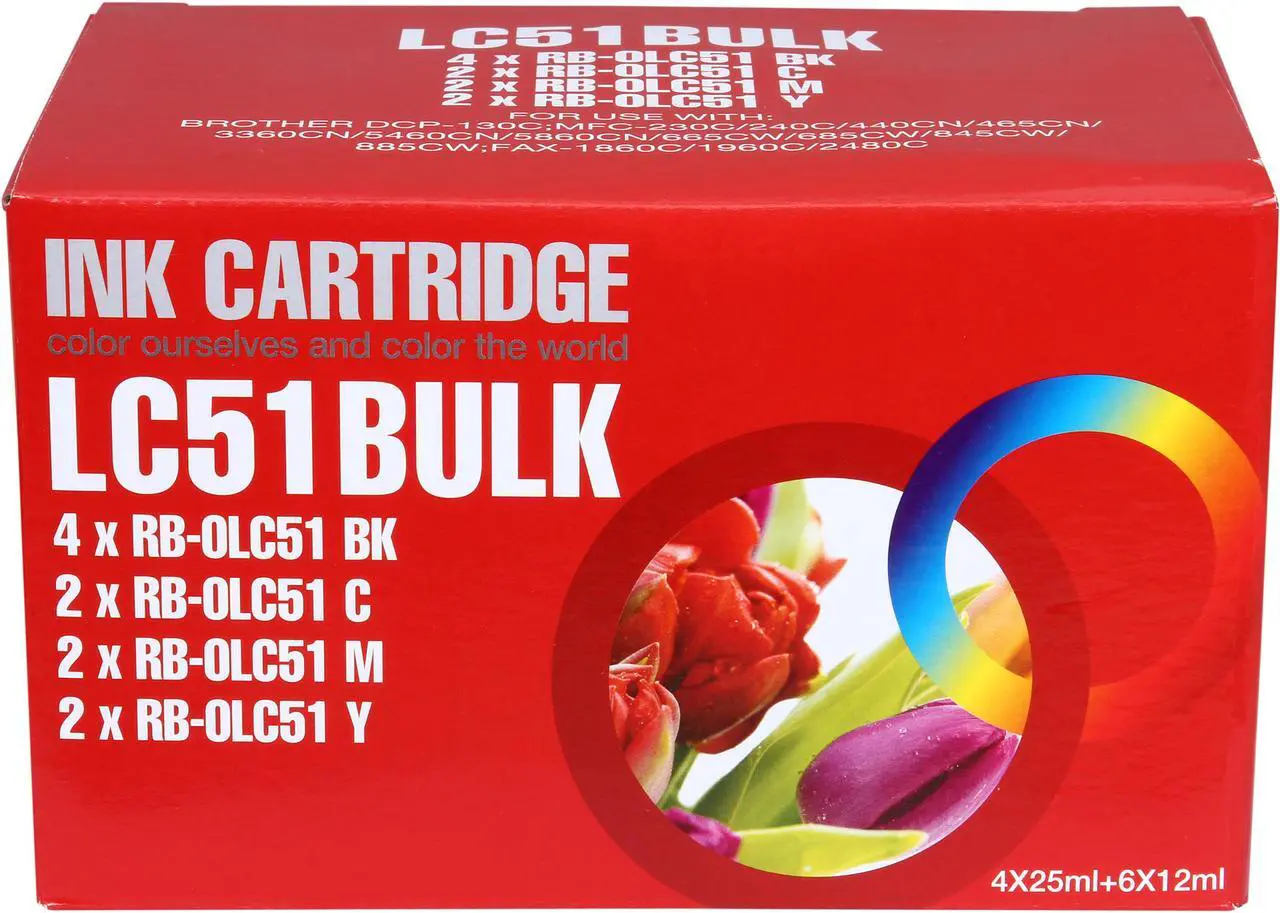 G&G RB-LC51 Combo 4 Black, 2 Cyan, 2 Magenta, 2 Yellow Ink Cartridge ...