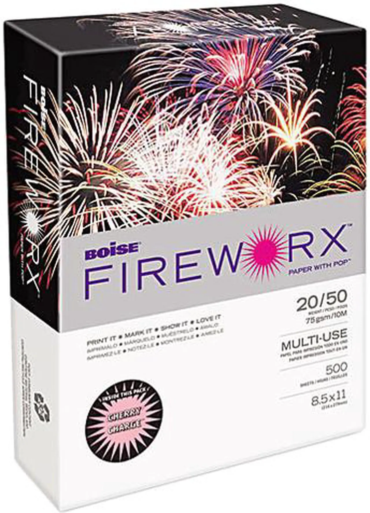 Boise MP2201-CHE FIREWORX Colored Paper, 20lb, 8-1/2 x 11, Cherry Charge, 500 Sheets/Ream ...