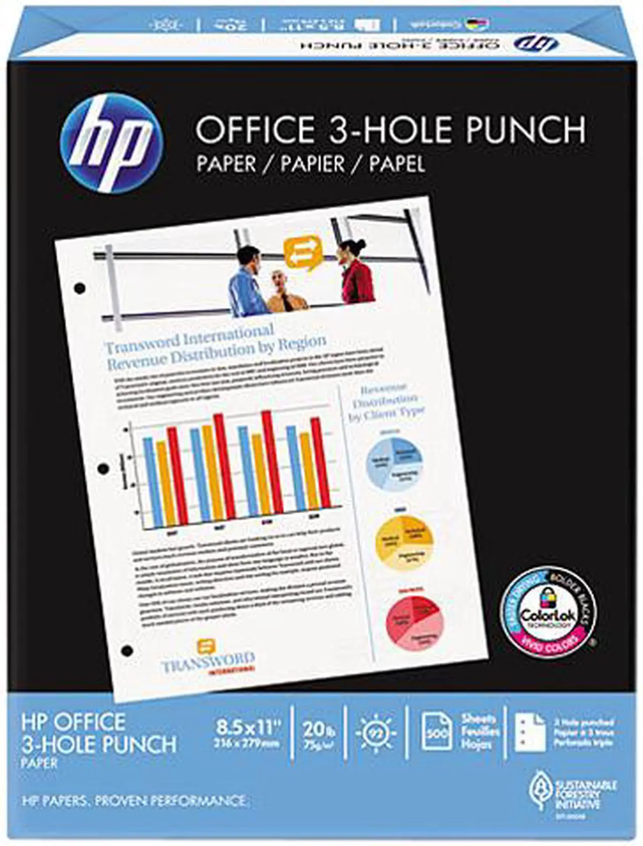 Hewlett-Packard Office Paper, 92 Brightness, 3-Hole Punched, 20lb, 8-1/ ...