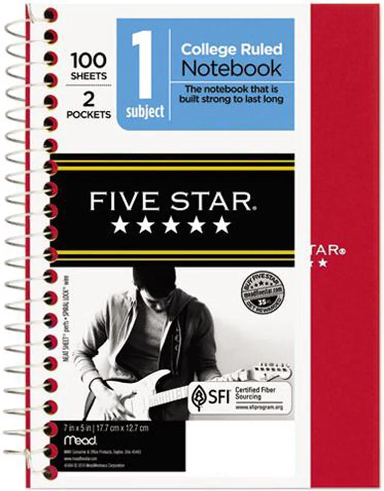 Five Star 45484 Wirebound Notebook, College Rule, 5 x 7, Perforated ...