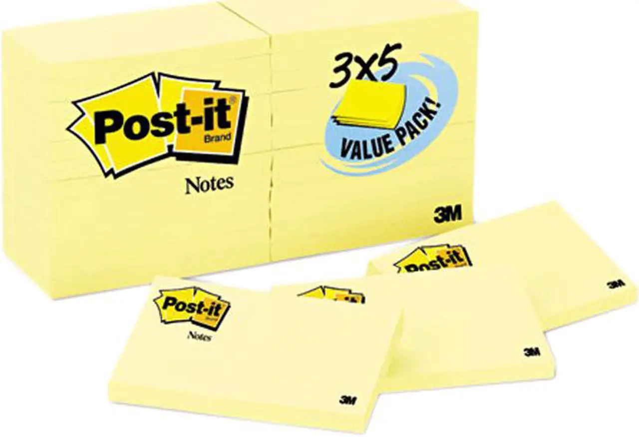 Post-it Notes 655-24VAD-B Original Notes, 3 x 5, Canary Yellow, 24 90 ...