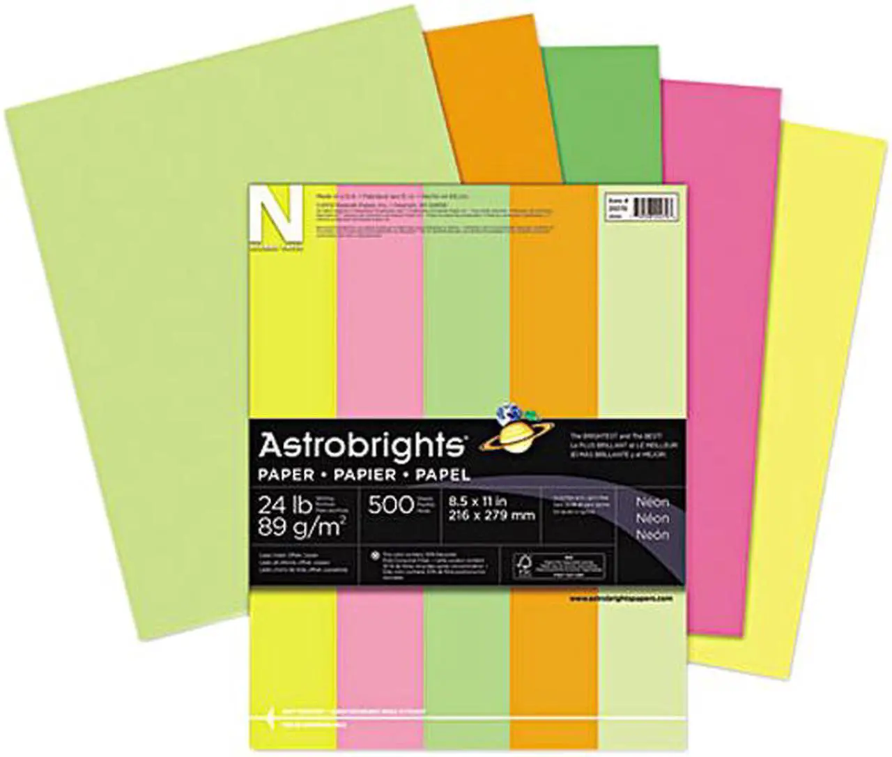 Wausau Paper 20270 Astrobrights Colored Paper, 24lb, 8-1/2 x 11, Neon ...