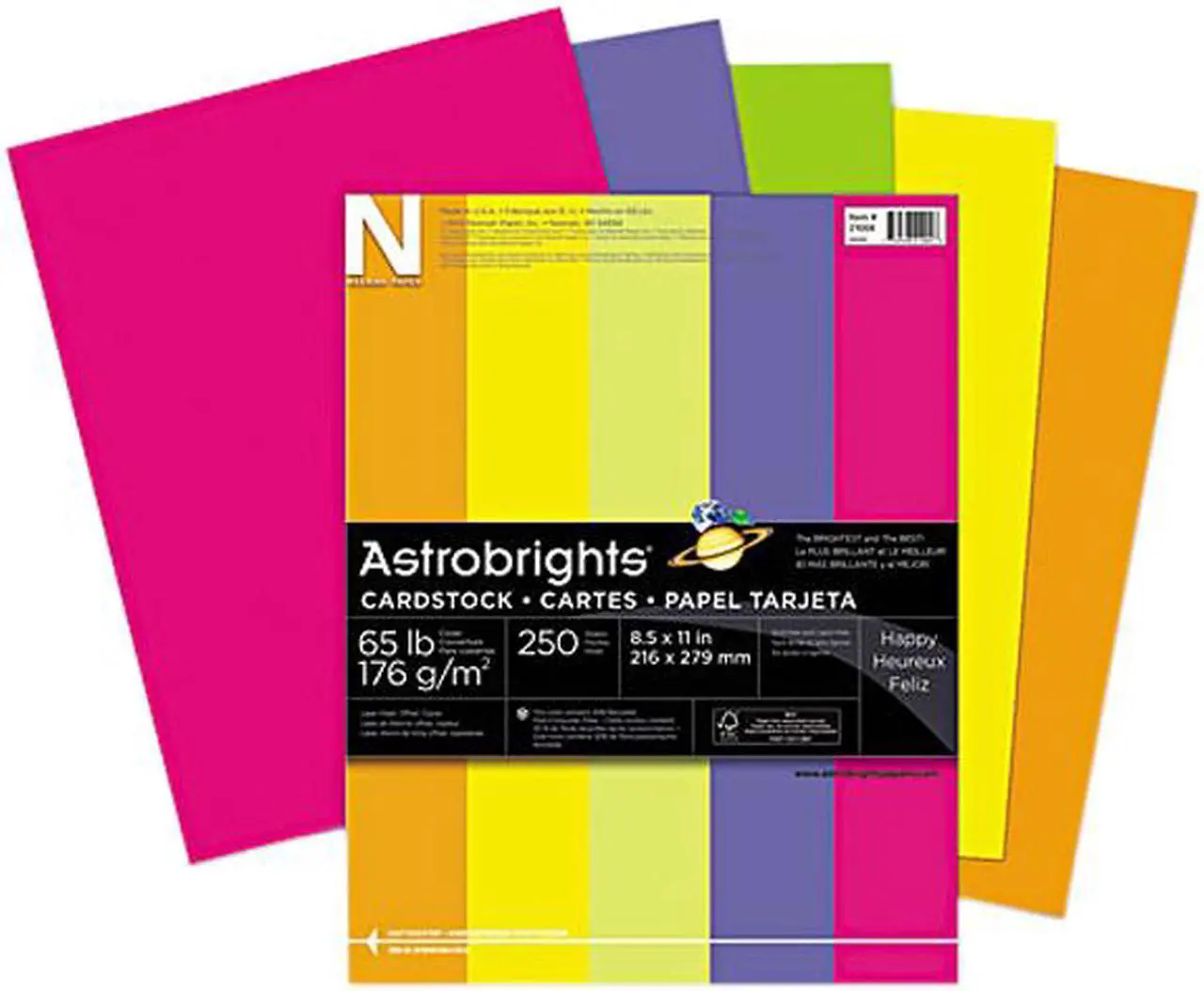 Wausau Paper 21004 Astrobrights Colored Card Stock, 65 lbs., 8-1/2 x 11 ...