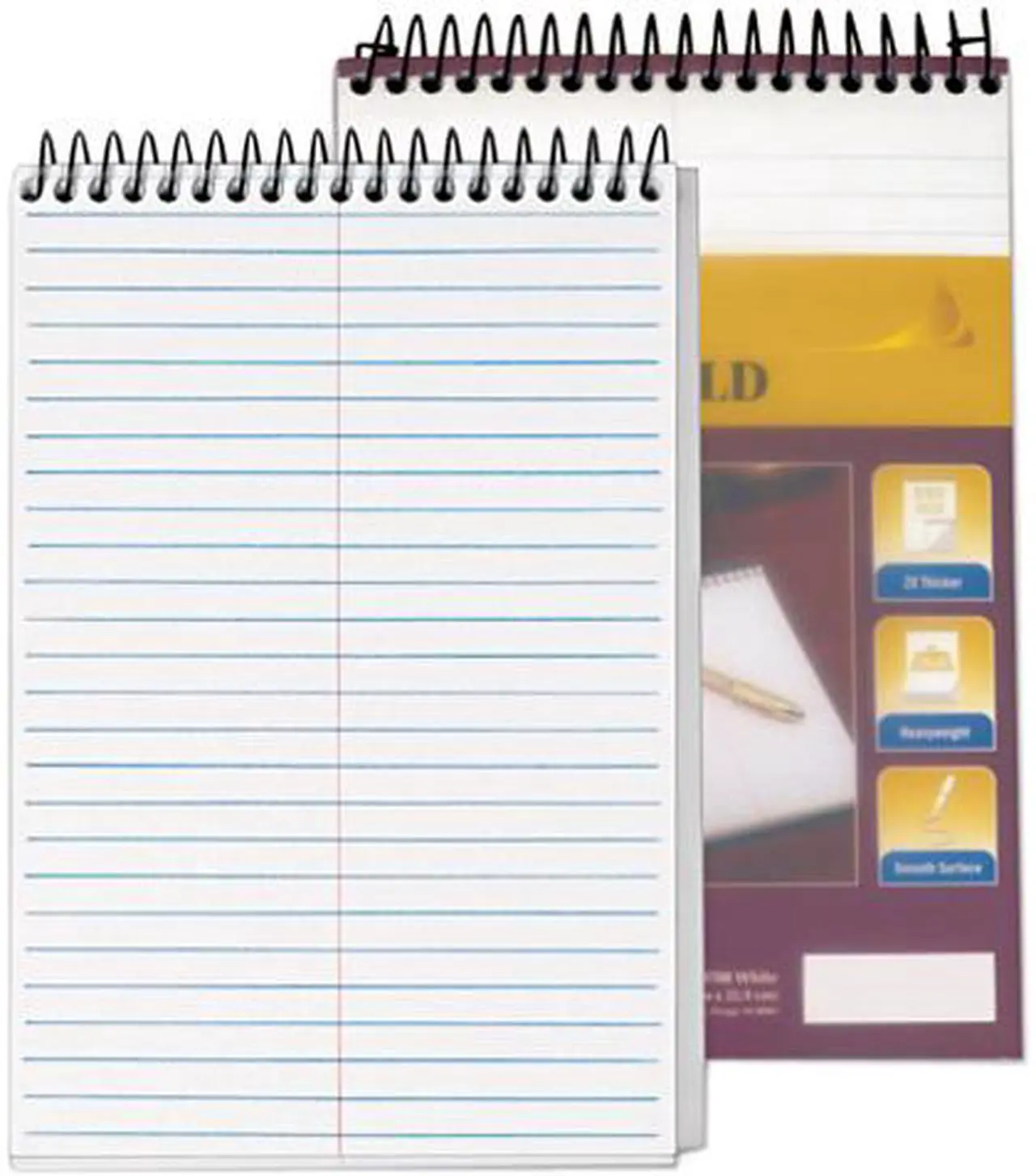 Tops 99708 Docket Gold Spiral Steno Book, Gregg Rule, 6 x 9, White, 100 ...