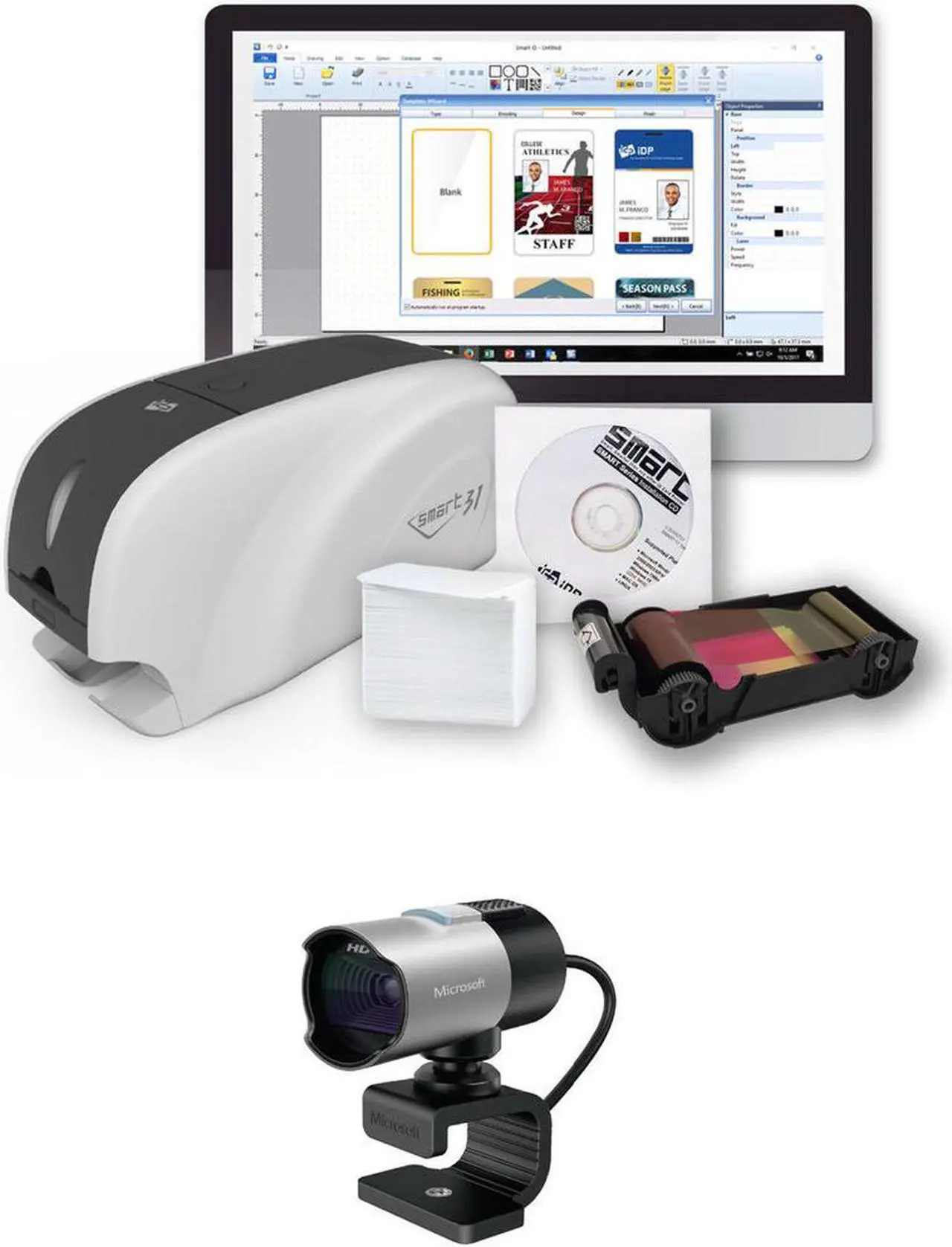 IDP SMART-31S ID Card Printer Bundle: Includes Printer, Color Ribbon ...