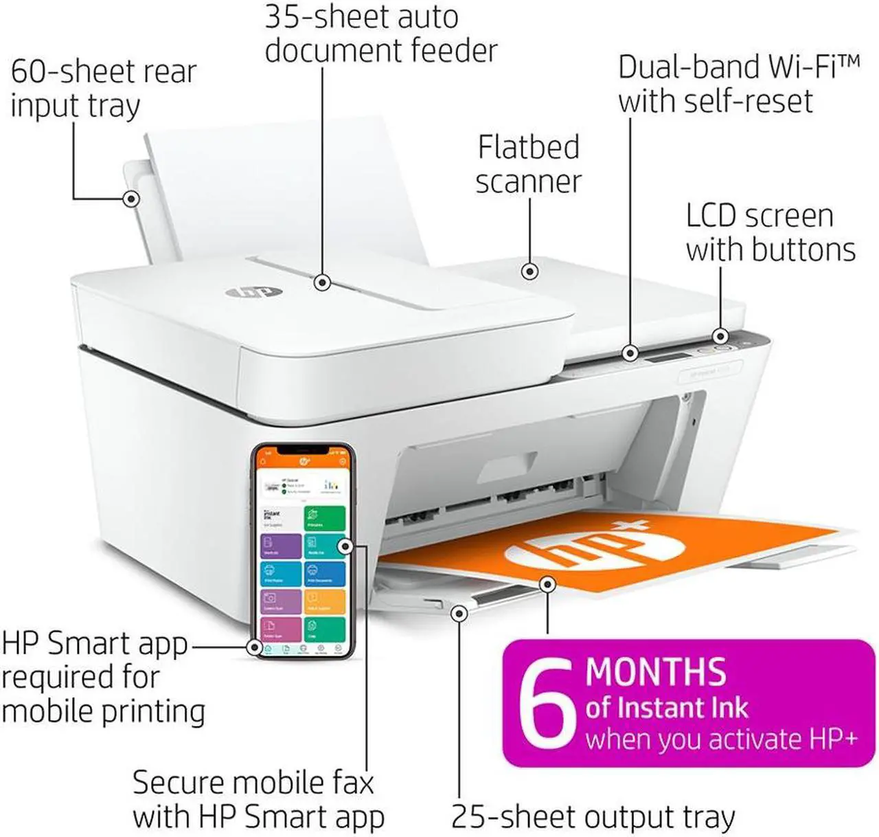 HP Deskjet 4158E Printer All-In-One Inkjet in White (26Q93A) - Newegg.com