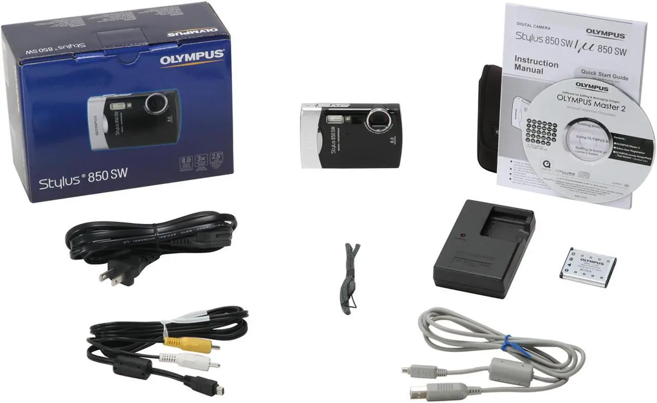 OLYMPUS Stylus 850 SW Black 8.0 MP Waterproof Shockproof Digital Camera ...