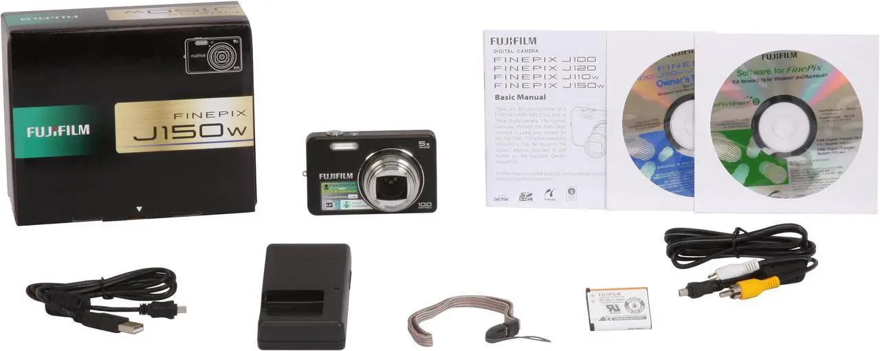 FUJIFILM FinePix J150W Black 10 MP 28mm Wide Angle Digital Camera ...