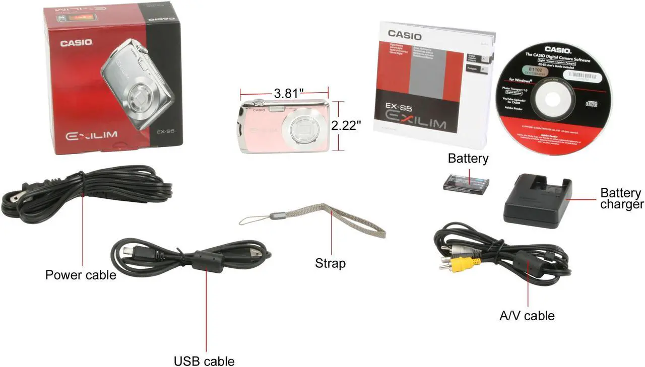 CASIO EXILIM EX-S5 Pink 10.1 MP Digital Camera - Newegg.com