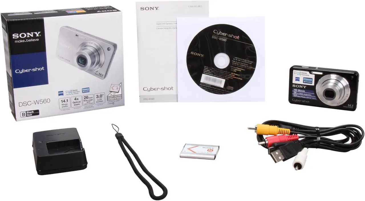 SONY DSCW560/B Black 14.1 MP 26mm Wide Angle Digital Camera - Newegg.com